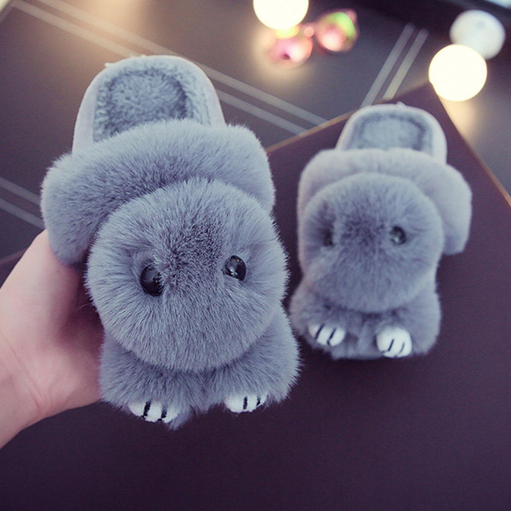 Buy Warm Fur Slippers Flat Shoes Women Winter Slipper Animal Rabbit at ...