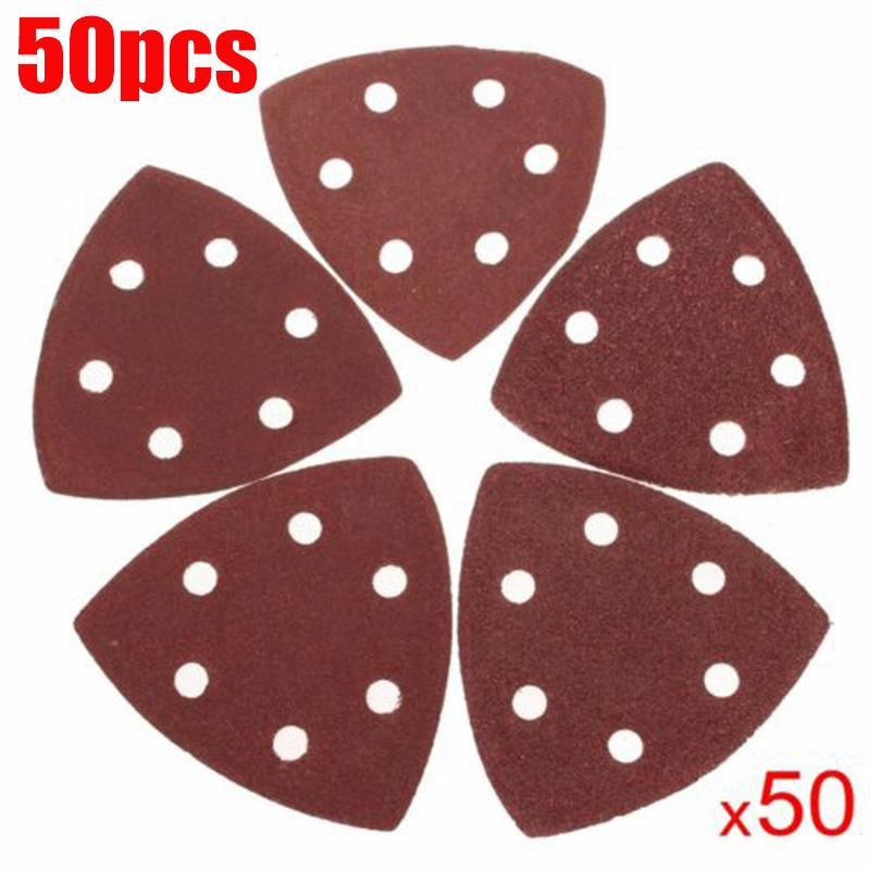Buy 50pcs Hook And Loop Sander Pad Triangle Sandpaper Sanding Pads ...