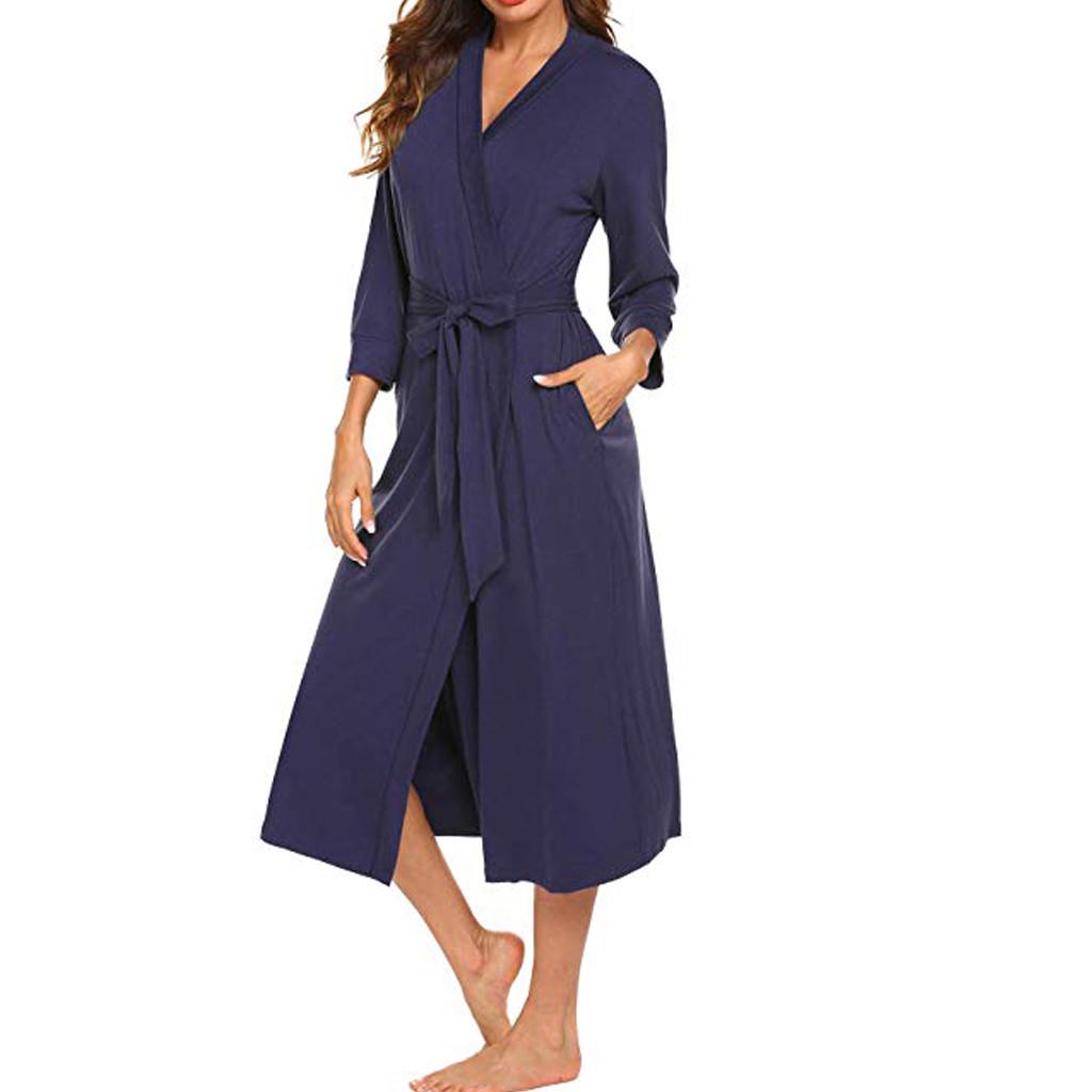 Buy Women Fashion Robes Cotton Lightweight Long Robe,Soft Sleepwear,V ...