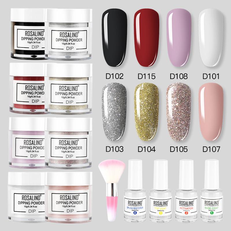 Buy ROSALIND10g Dip Powder Set Glitter No Need Lamp Dipping Powder Cure ...