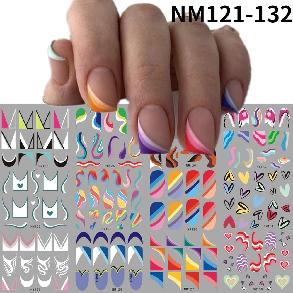 Buy French Tips Nail Slider Stickers Geometric Lines Nail Art Transfer ...