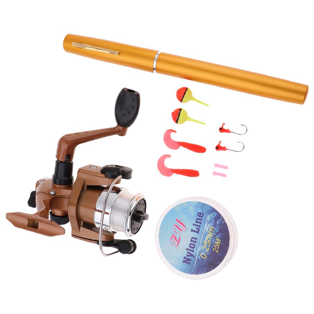 Buy Mini Portable Pocket Fish Pen Shape Aluminum Alloy Fishing Rod Reel ...
