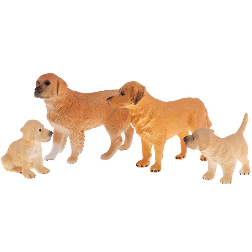 4 Pieces Simulation Dog Figure Toy Animal Model Set Home Ornaments Kids ...