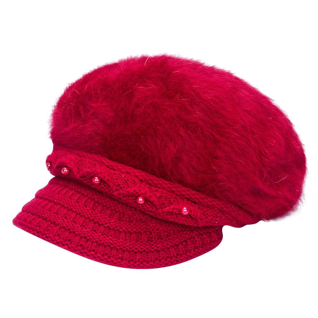 Buy Fashion Women's Warm Solid Thicken Soft Wool Hat Knit Windproof Cap ...