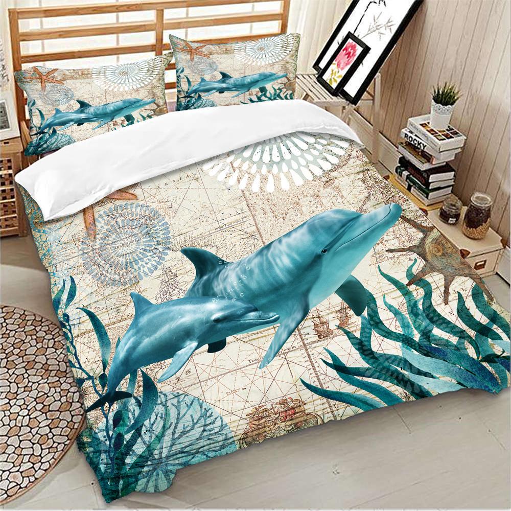 Buy 3D dolphin Bedding Set Duvet Cover Sets For Twin Full Queen King ...