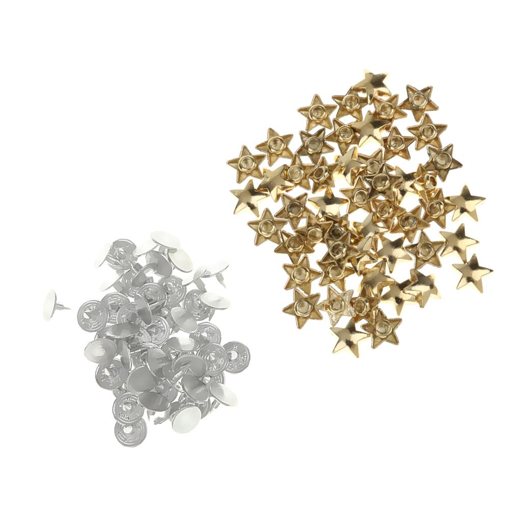 50 Sets Alloy DIY Deocrative Star Rivets Studs Buttons Spots uygun ...