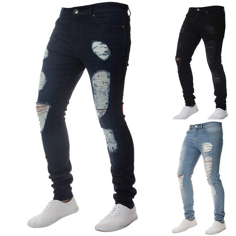 Buy Men's Casual Skinny Pants Solid Pencil Jeans at affordable prices ...