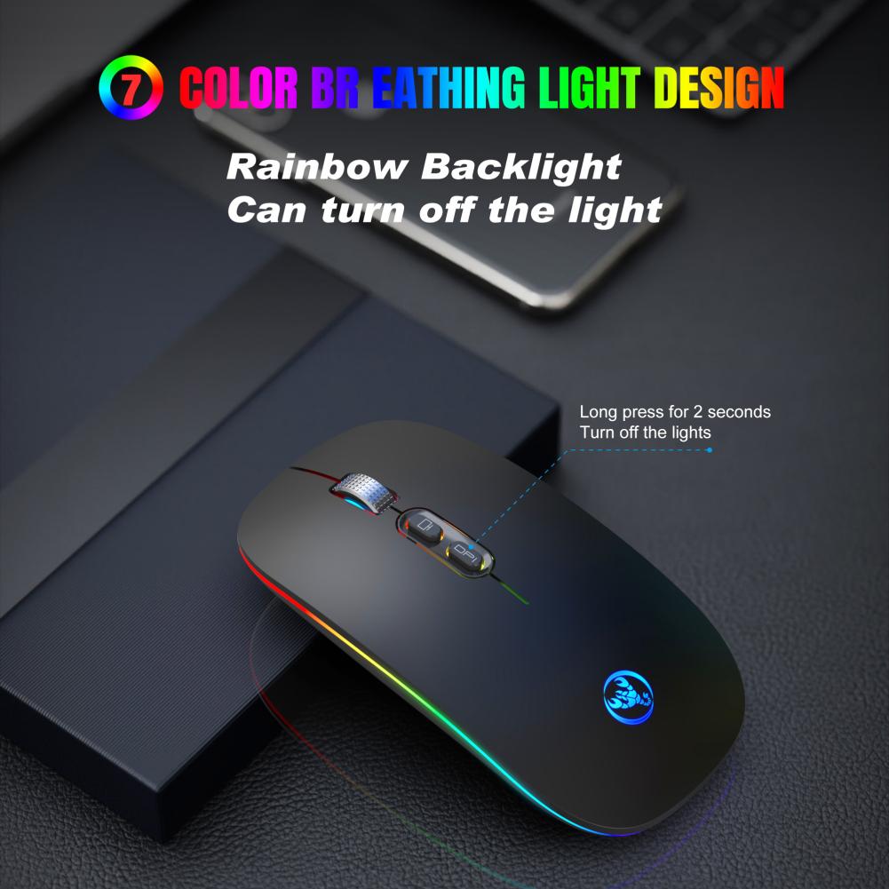 Buy 2.4G Wireless Mouse Colorful Glowing Rechargeable Silent Gaming ...