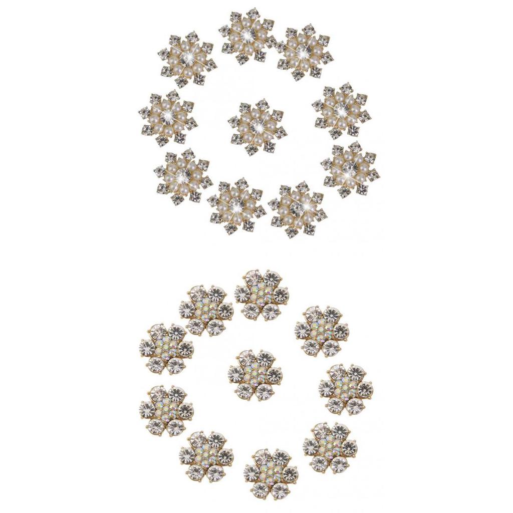Buy 20 Pearl Rhinestone Flower Buttons Wedding Embellishments DIY ...