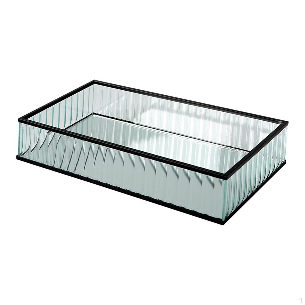 Buy Decorative Vanity Trays, Glossy Glass Serving Tray, Cosmetic ...