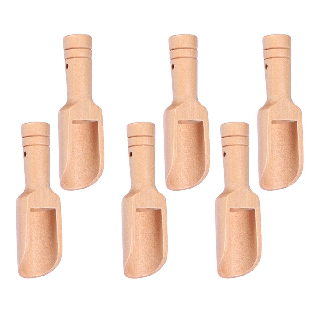 Buy 6pcs Wooden Round Handle Scoop Teaspoon Small Salt Shovel Milk ...