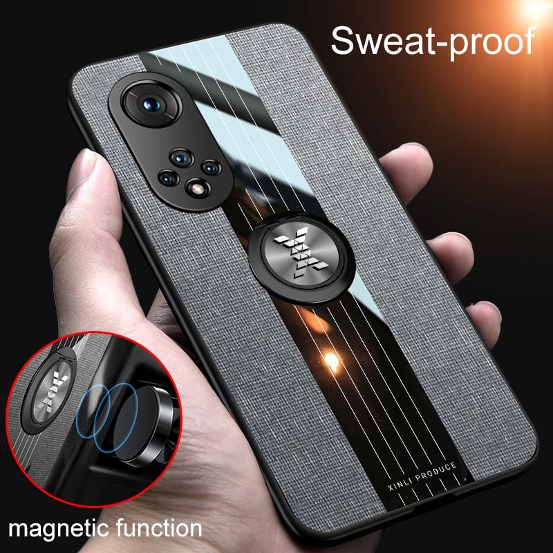 Buy For Honor 50 Case Fabric Texture Hard Back Cover Ring Holder Soft ...