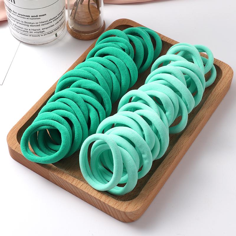 Buy 50pcs/set Girls Solid Color Big Rubber Band Gum Headwear Elastic ...