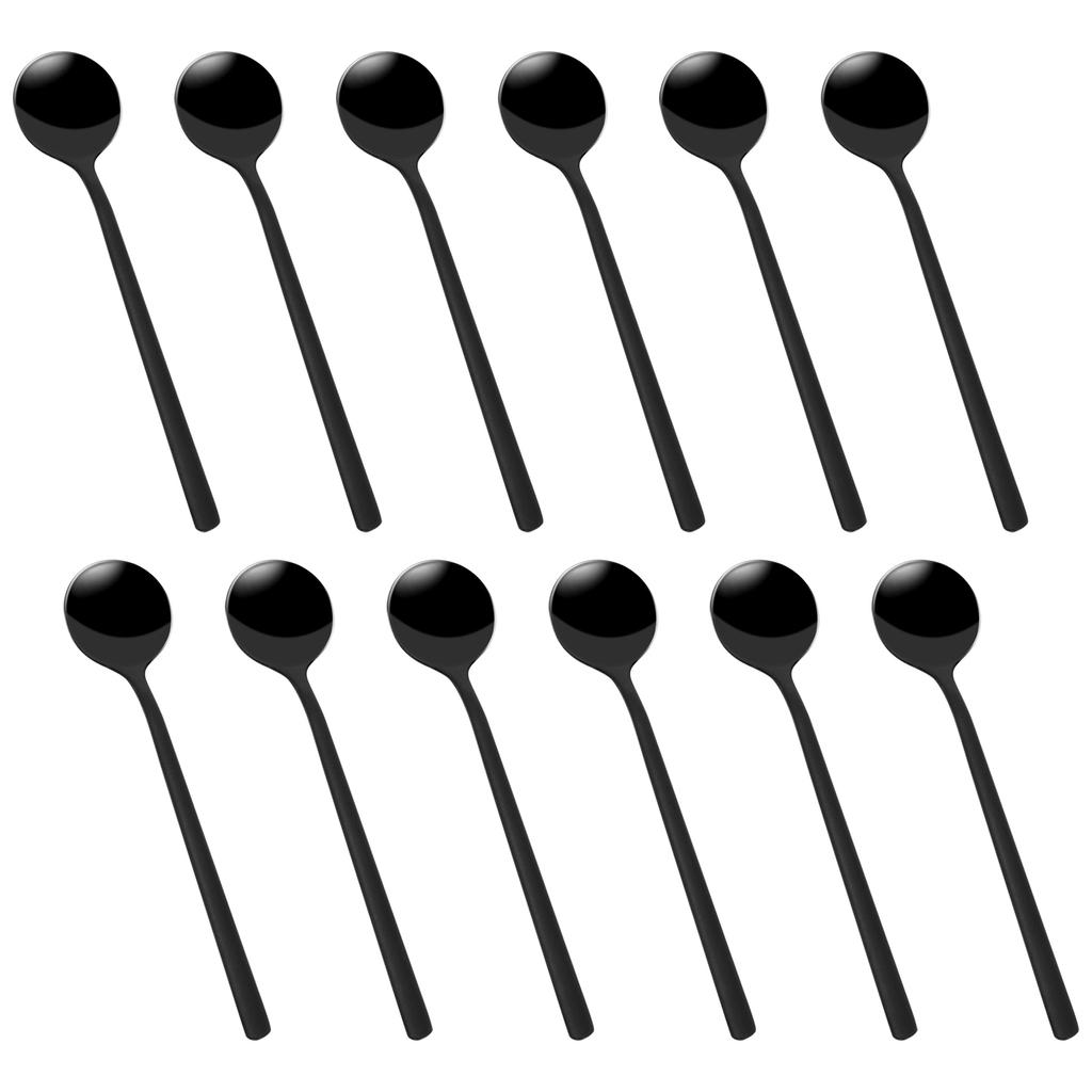 Cheap Mini Dessert Spoons Coffee Spoons Black Plated Teaspoons Frosted Handle for Dessert Tea ...