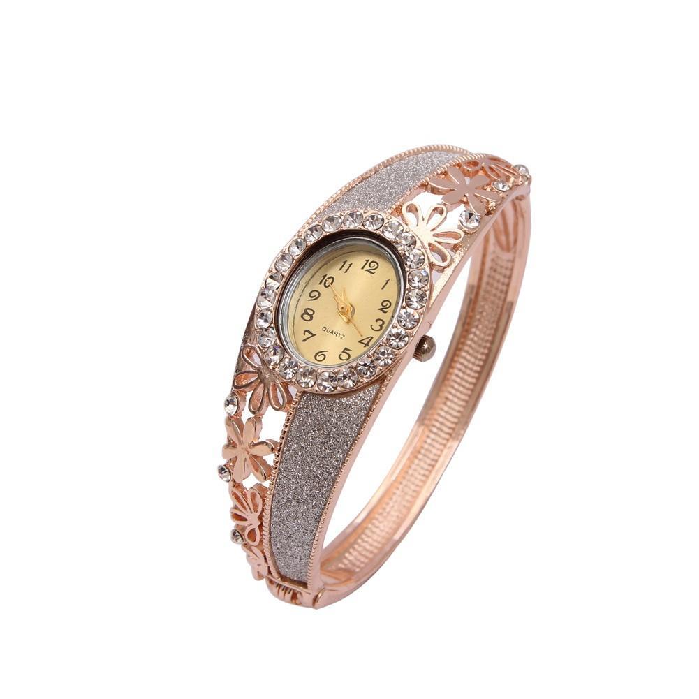 Buy Wristwatches Luxury 18K Gold Filled Hollow Quartz Bangle Watch ...
