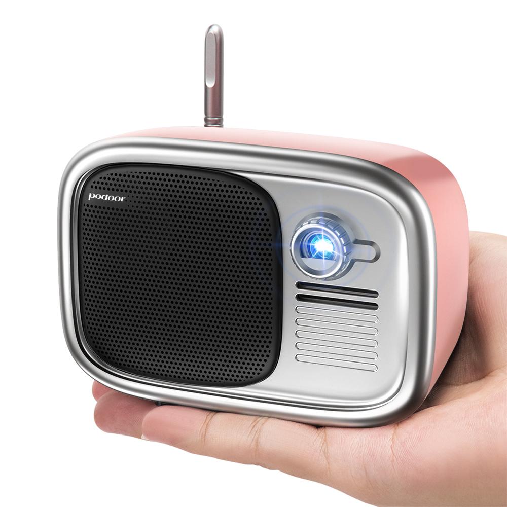 Mini Projektör, PODOOR DLP Projektör 1080P Full HD Ev Sineması Video ...