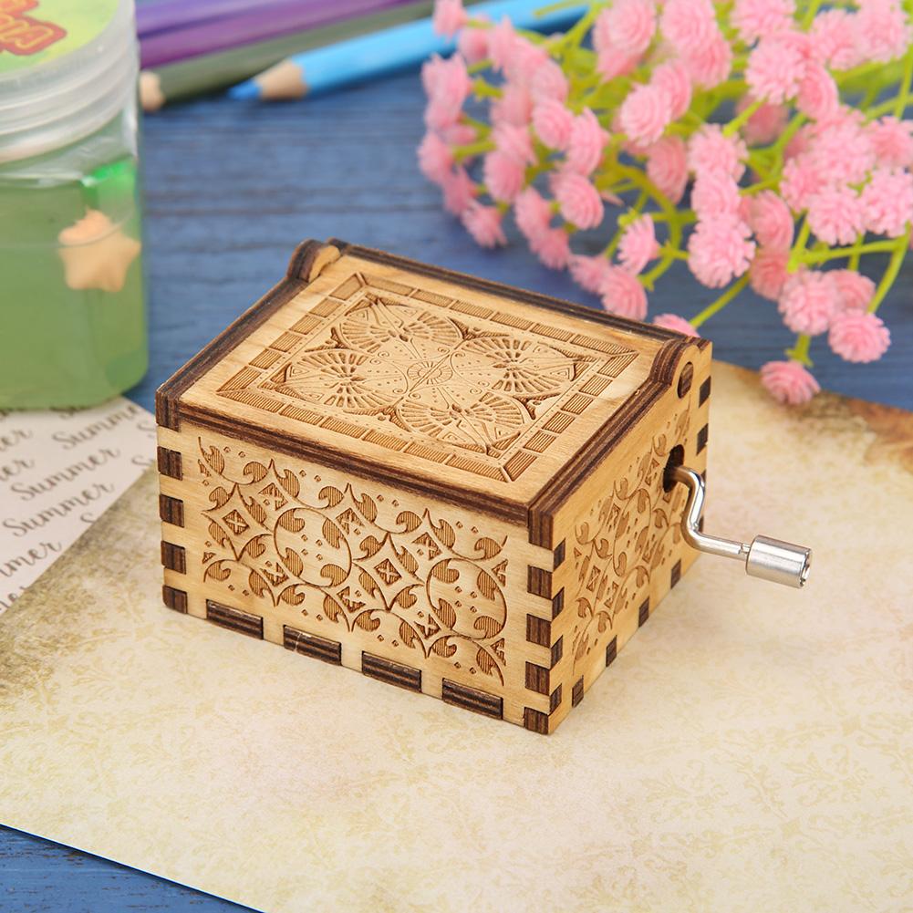 Buy Retro Wood Hand Cranked Music Box Carved Kid Child Birthday Gift ...