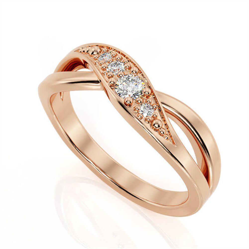Buy Women's Engagement Ring Wedding Ring Fashionable Simple Cross Ring Zircon Jewelry ...