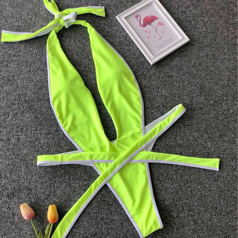 Buy Ladies Sexy Bikini one-piece bandage swimsuit pull-up Swimwear ...