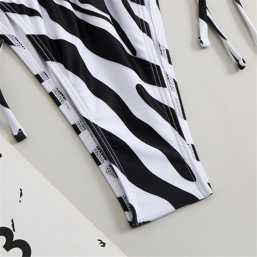Cheap Zebra Printed Halter Bikini Female Swimsuit Women Swimwear Three ...