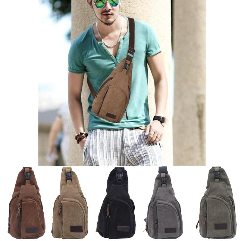 Buy Men Casual Chest Bag Multi-function Outdoor Canvas Small Satchels ...