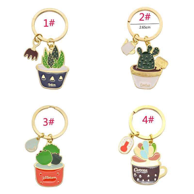 1PC Cute Potted Plant Pendant Key Chain Cactus Succulent Plant Metal ...
