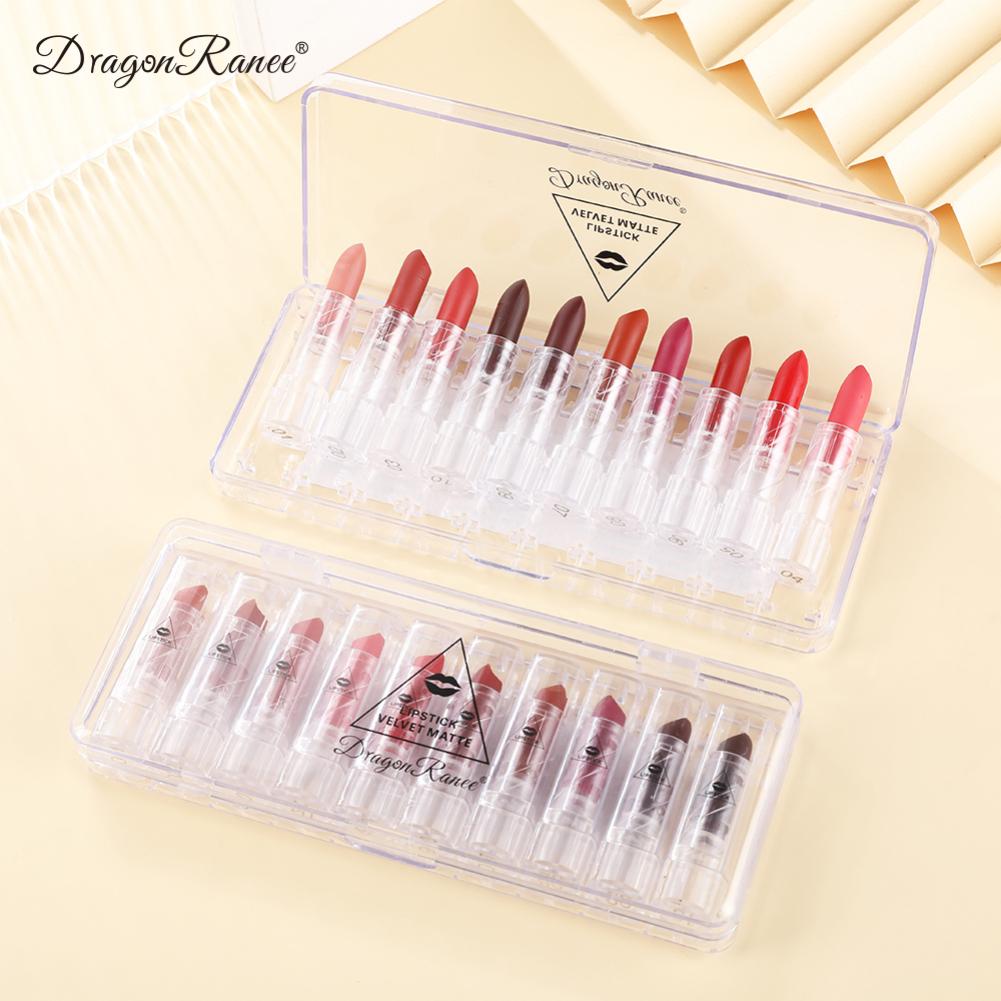 Buy 10PCS Small Sample Set Matte Lipstick Moisturizing Not Easy To Fade ...