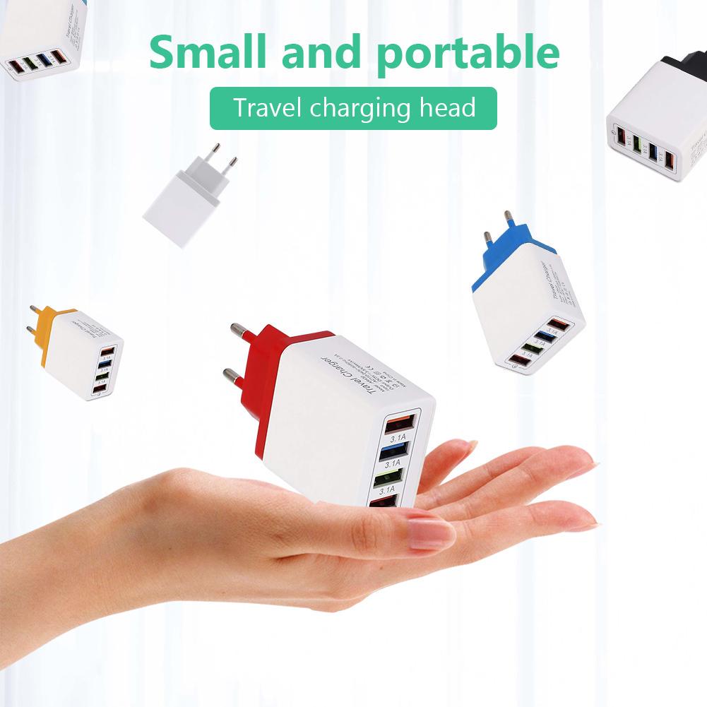 Buy 4 USB Color Travel Charger 3A Phone Fast Charging Charger EU Plug ...