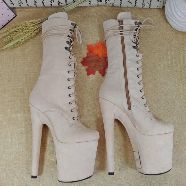 Buy Leecabe Pole Dancing Shoes High Heel Platform Boots with Suede ...