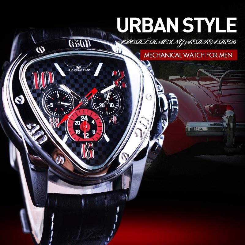 Buy Top Fashion Army Military Automatic Watches Triangle Shape Leather ...