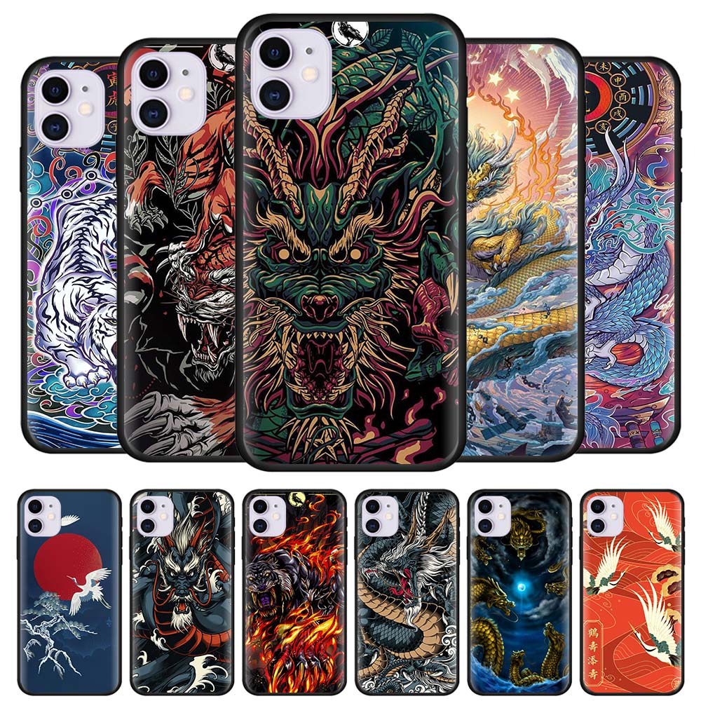 Buy Dragon Tiger Pattern Case for Apple iPhone 13 11 7 8 Plus 12 Pro ...