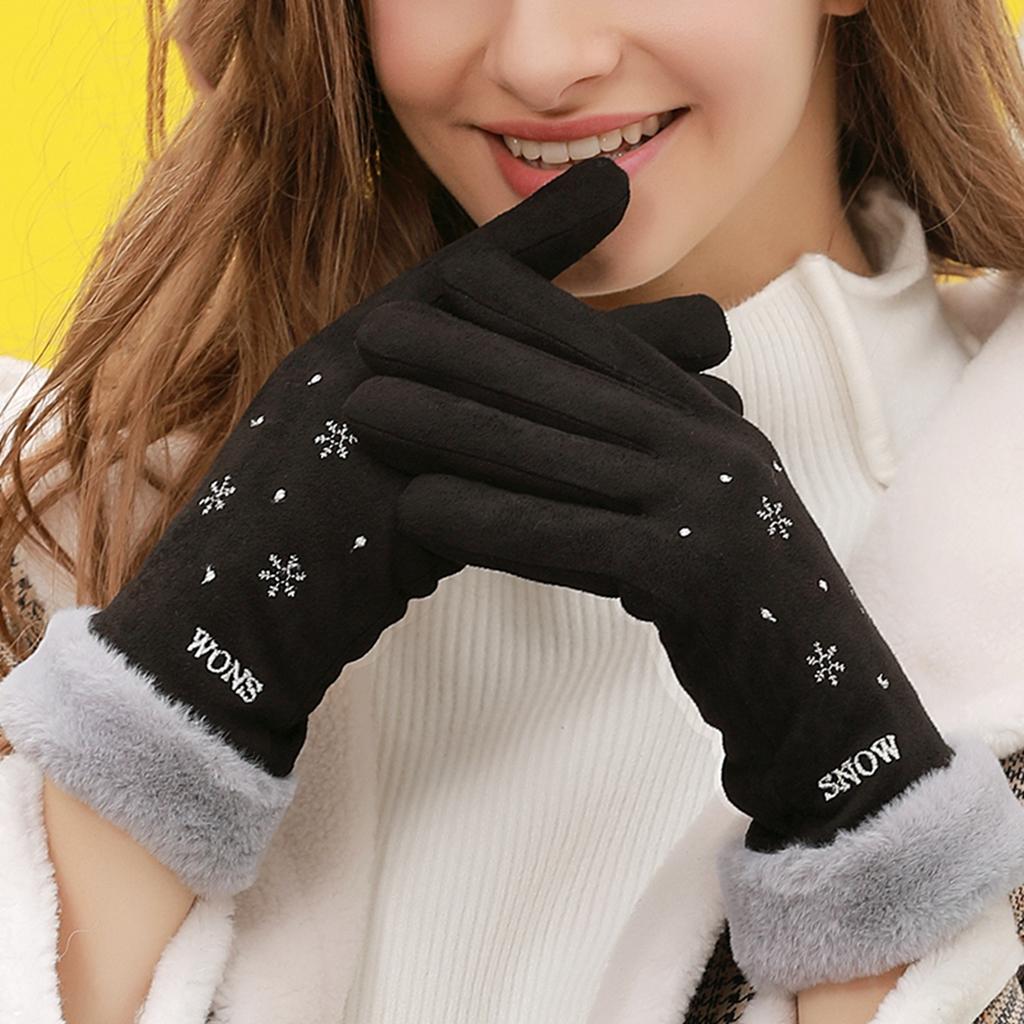 Buy Sunlumo Slim Windproof Touch Screen Gloves Women Vintage Winter Full Finger Warm Suede Glove ...