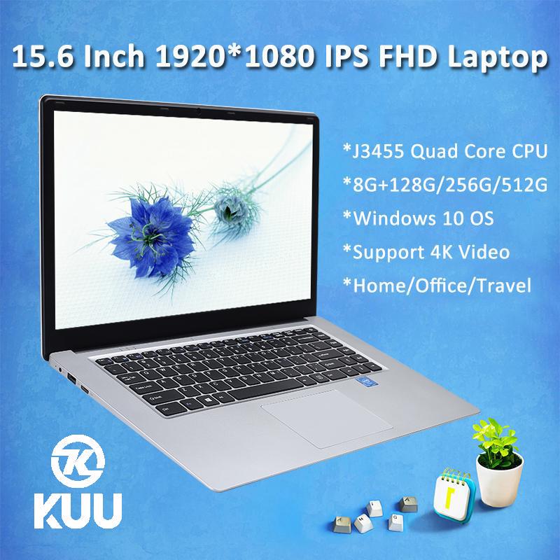 Buy KUU-A8 15.6 Inch Laptop 8G RAM 512G 256G 128G SSD Celeron J3455 Quad Core Office Ultrabook ...