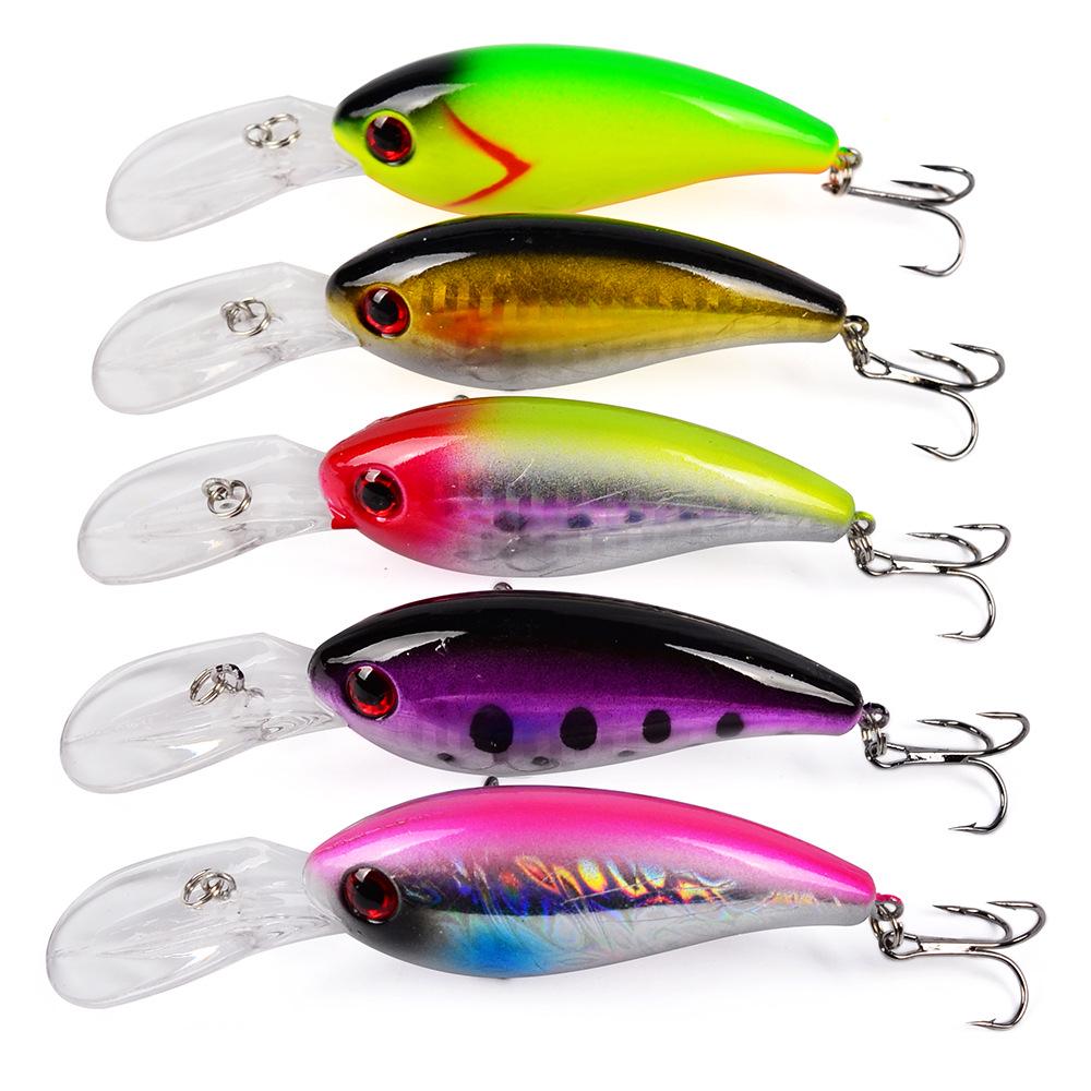 Buy 5 Colors Crankbait Fishing Lure Crank Bass Bait Plastic Wobbler ...