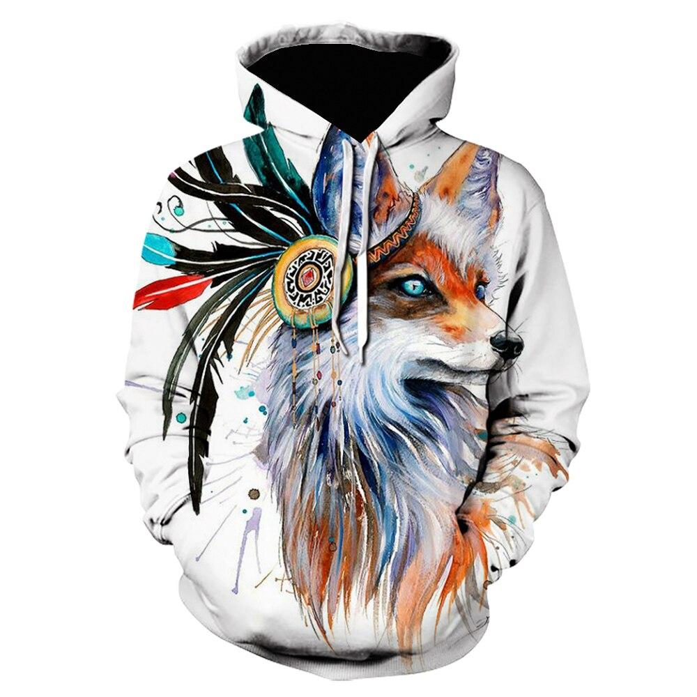 Satın alın Fashion Hoodies Animal Fox Men Women Sweatshirt Tops 2021 3d ...