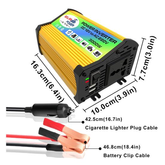 Buy Xinchen 3000W DC 12V To AC 220V/110V Yellow Shell Electrical ...