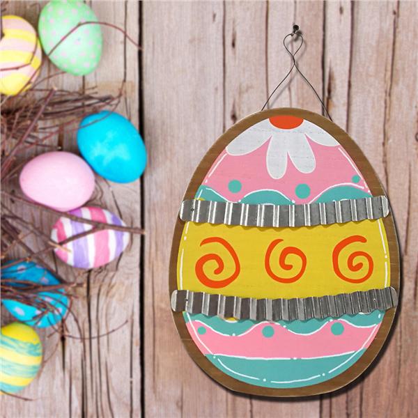 Buy Wooden Easter Egg Hang Tags Hanging Pendant Wall Door Sign Board ...