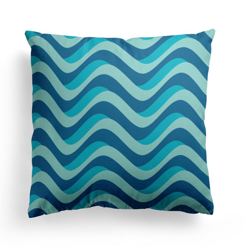 Blue Geometric Striped Plaid Pad Set Nordic Wave Pattern Sofa ...