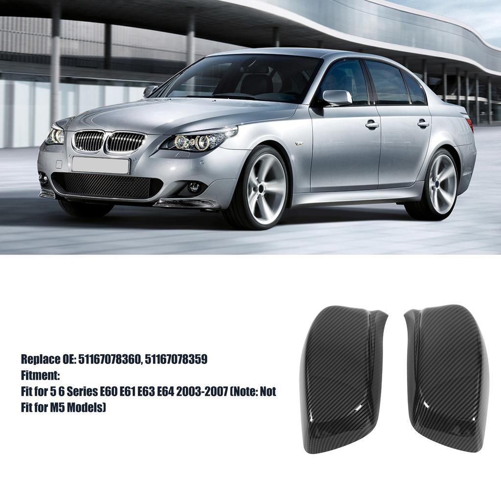 2Pcs ABS Carbon Fiber Rearview Mirror Cover for BMW E60 E61 E63 E64 5 6 ...