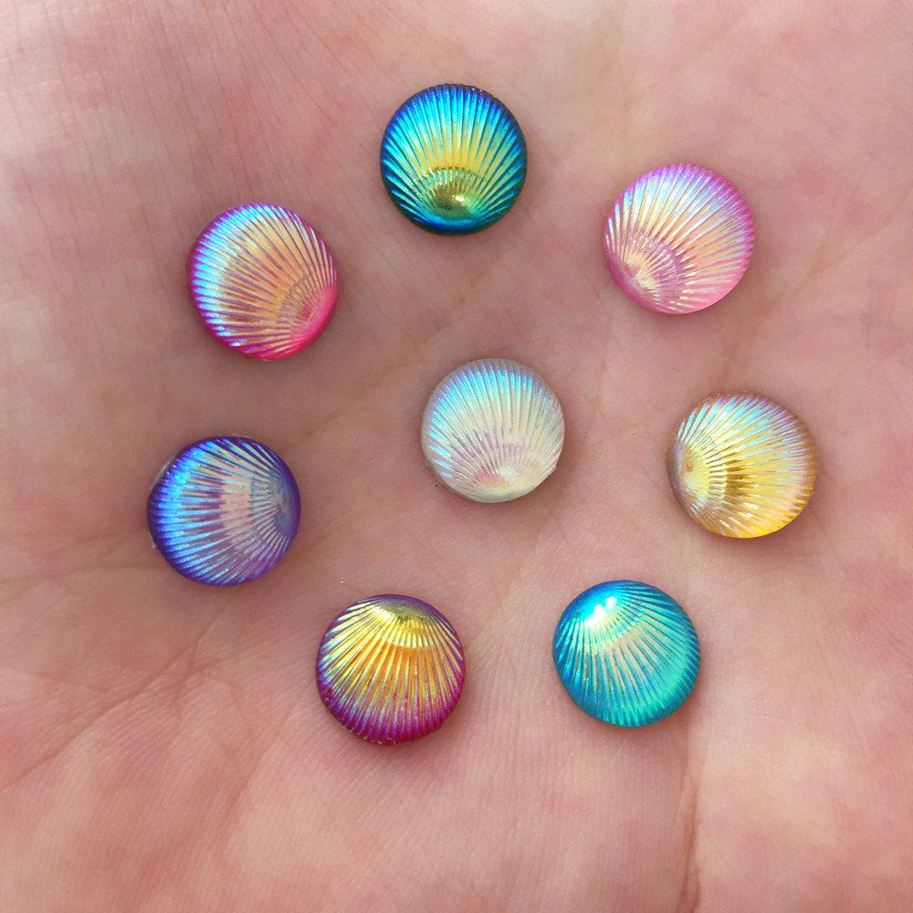 Buy 80pcs 10mm Shell Round Flatback Resin Rhinestone Wedding DIY Craft ...