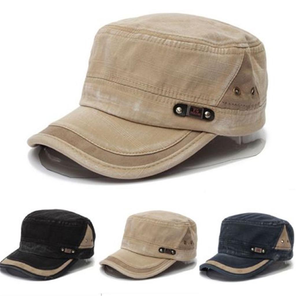 New Arrival Men‘s Military Cap Sun Hat Old Washed Flat Plain Vintage ...