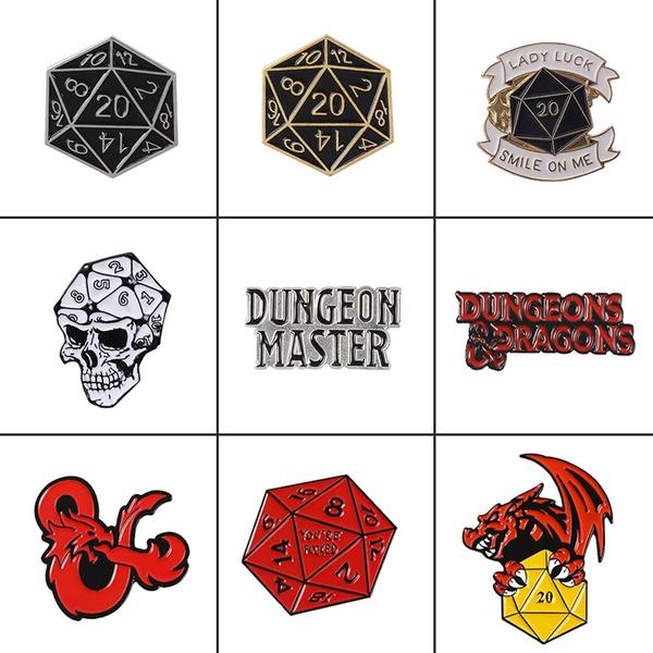 D20 Pins Dungeons & Dragons Twenty-Sided Die RPG D&D Table-top Game ...