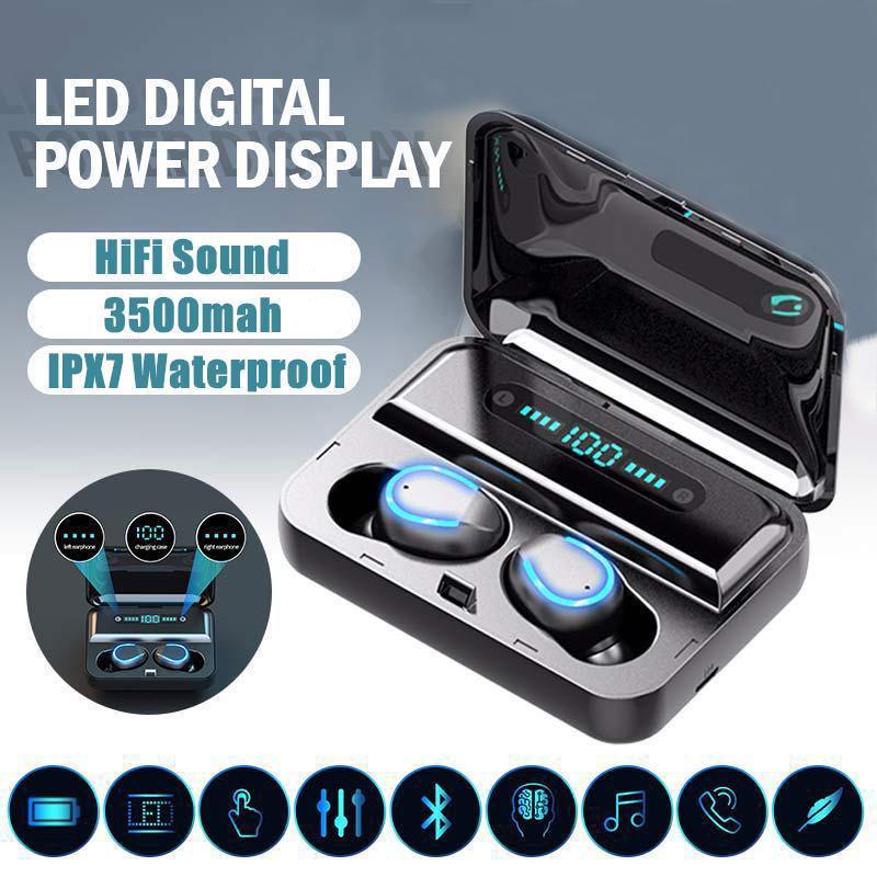 Buy F9 Wireless Bluetooth 5.0 Headset Stereo Noise Reduction Earbuds ...