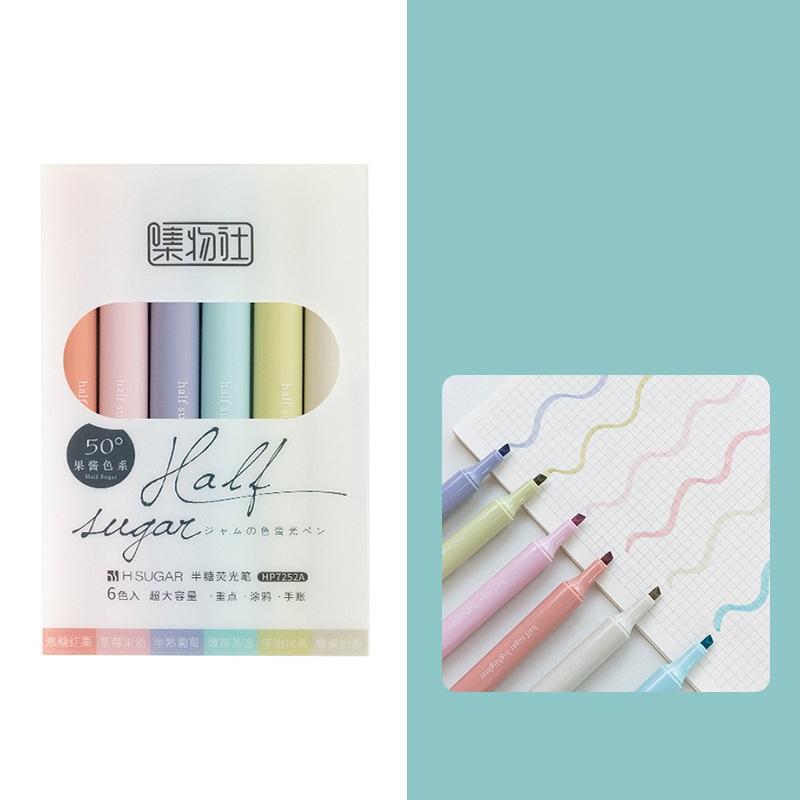 Buy 6pcs Half Sugar Highlighter Pens Set Mild & Retro Color Marker Spot ...