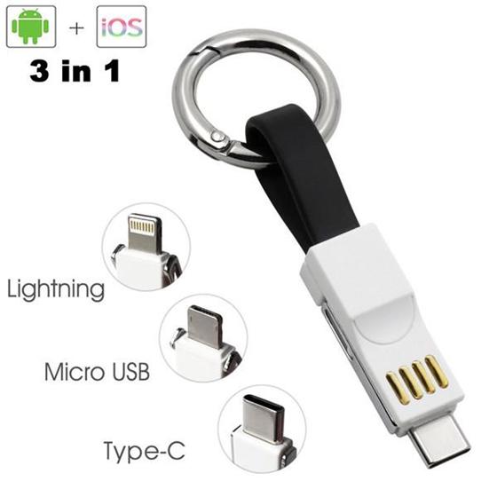 3 in 1 Mini Keychain USB Cable Micro USB Type C Cable uygun fiyatlı ...