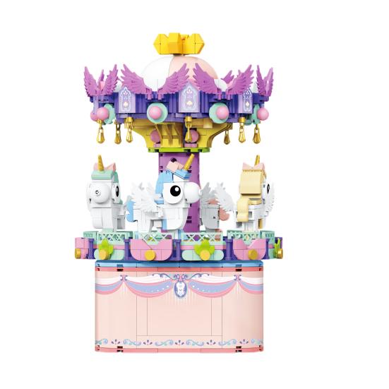 Buy 1 Box Novelty Bricks Toy Cute Building Block Carousel Fake Model ...