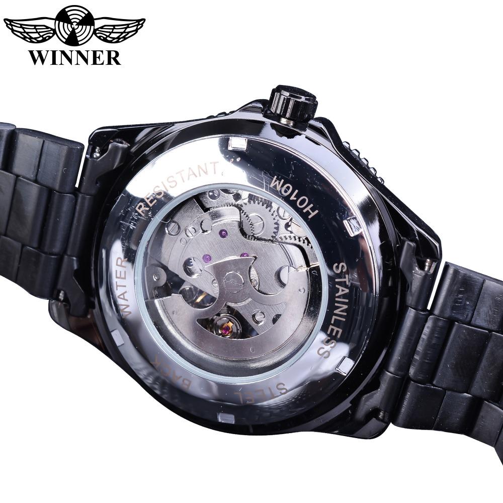 Buy Winner Watches Full Black Bracelet For Men Luminous Hands Automatic ...