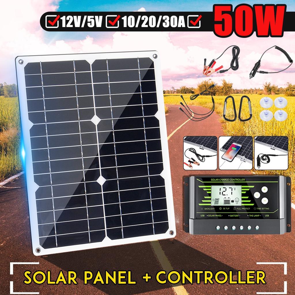 Buy 50W Waterproof 18V/12V/5V Dual Output USB Port Solar Panel Only or ...