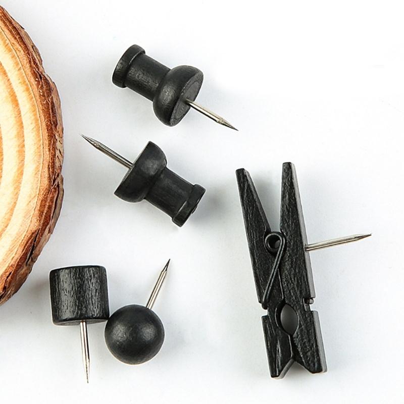 Cheap 230 Pieces 5 Types Wooden Push Pins for Cork Board Decorative ...