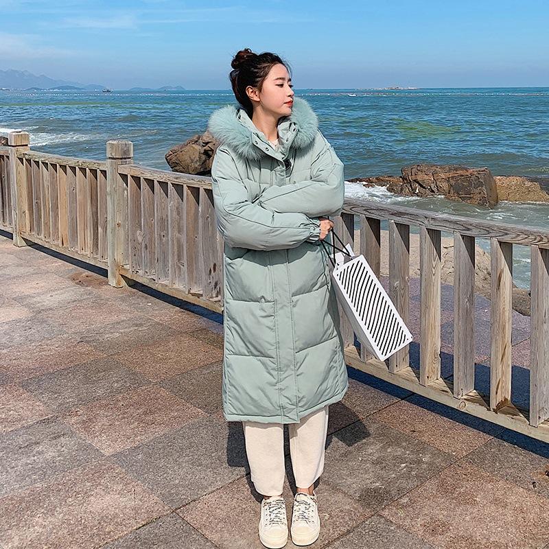 Buy Winter Women's Mid-length Bread Down Cotton Jacket Over-the-knee ...